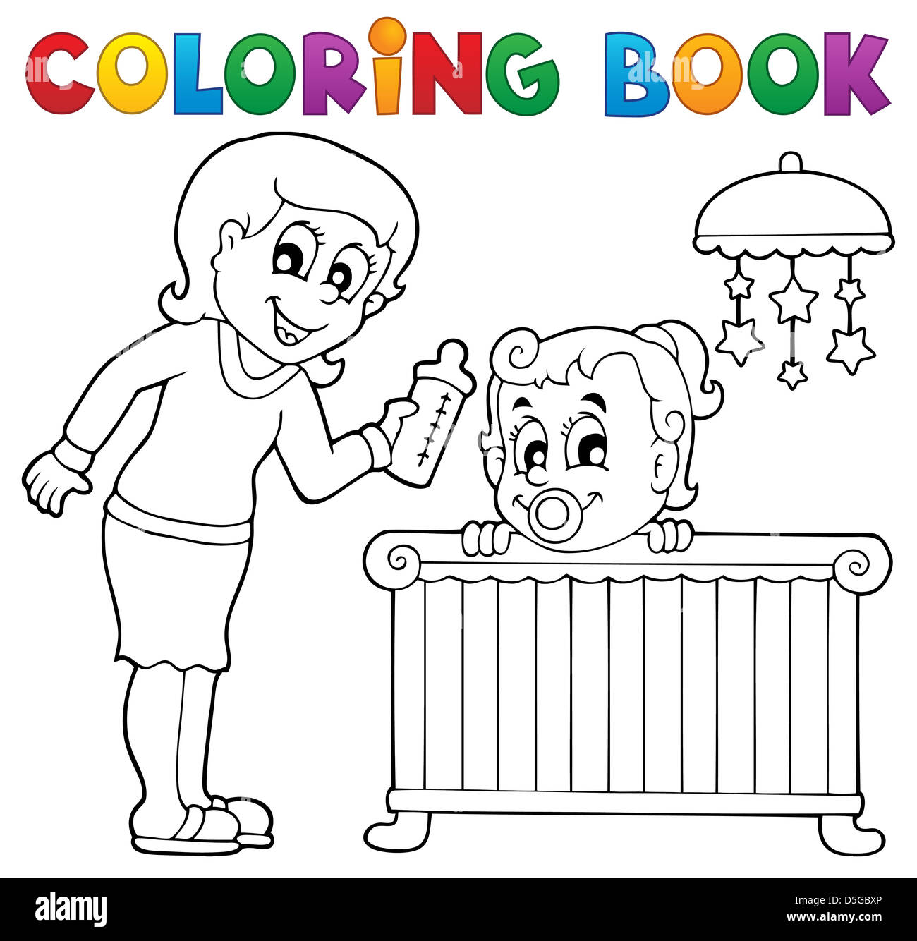 Coloring book baby theme image 1 - picture illustration Stock Photo - Alamy