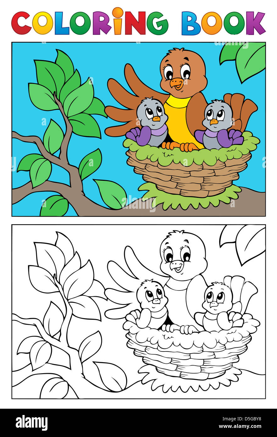 Coloring book bird image 5 - picture illustration Stock Photo - Alamy