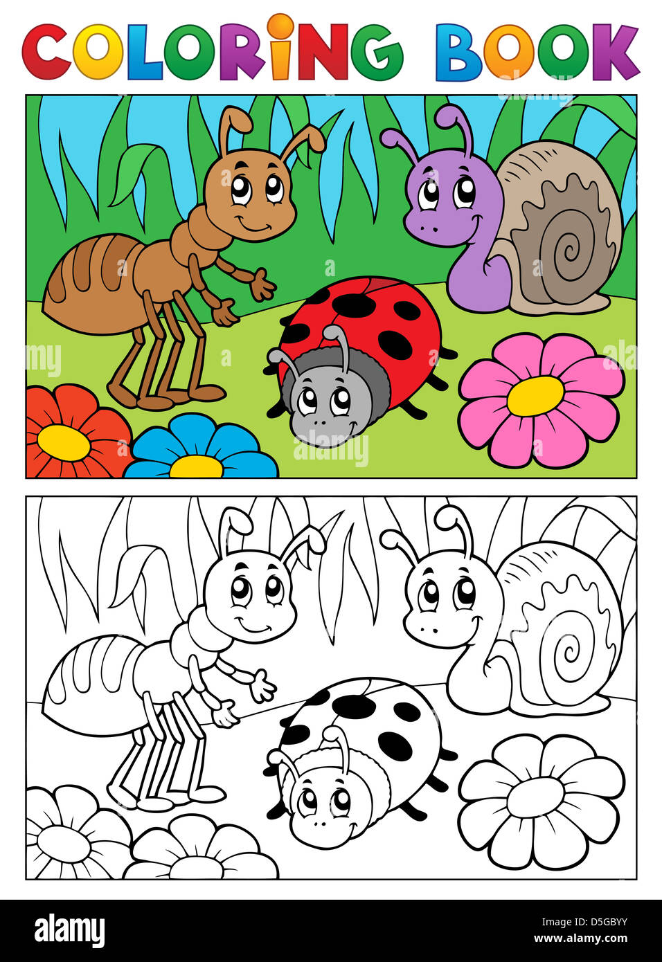 Coloring book bugs theme image 5 - picture illustration Stock Photo - Alamy