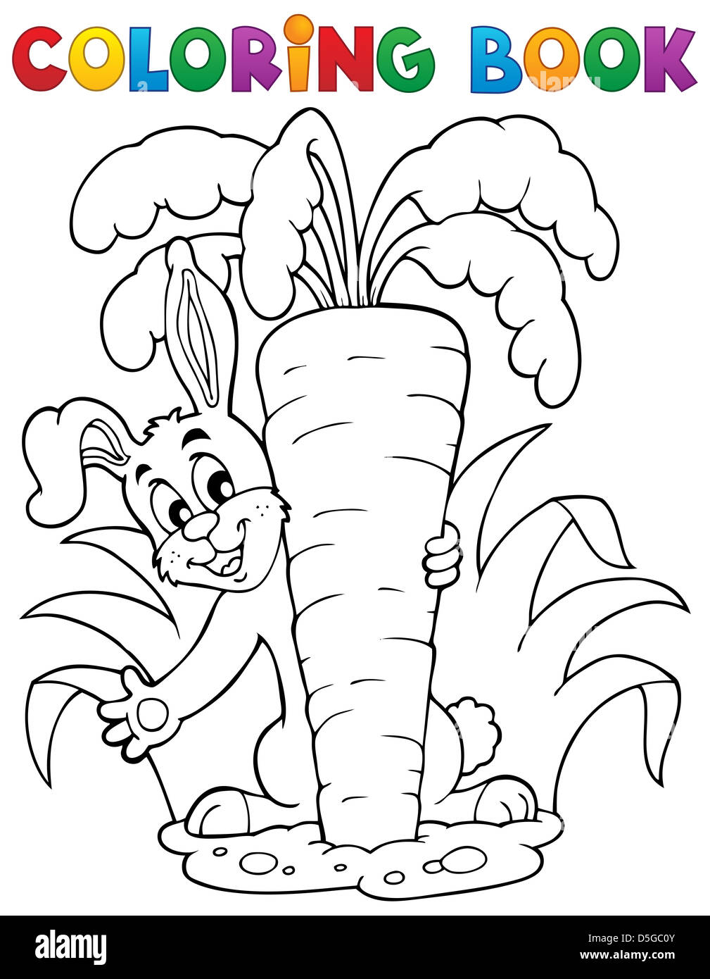 Coloring book rabbit theme 1 - picture illustration Stock Photo - Alamy