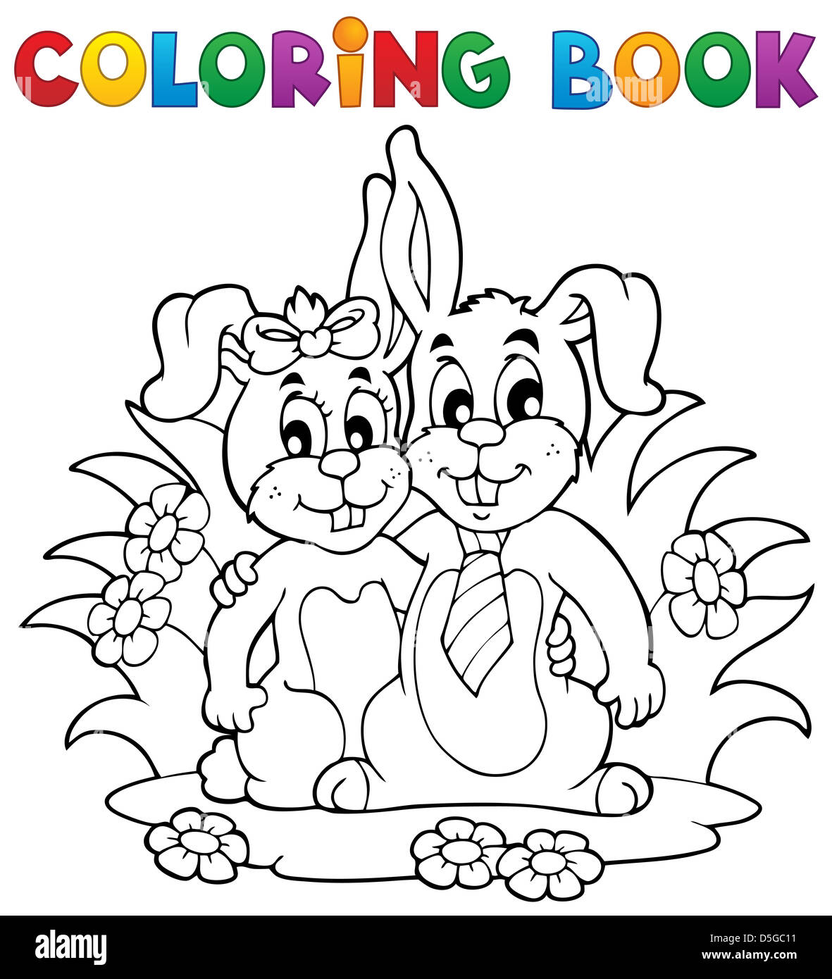 Coloring book rabbit theme 2 - picture illustration Stock Photo - Alamy