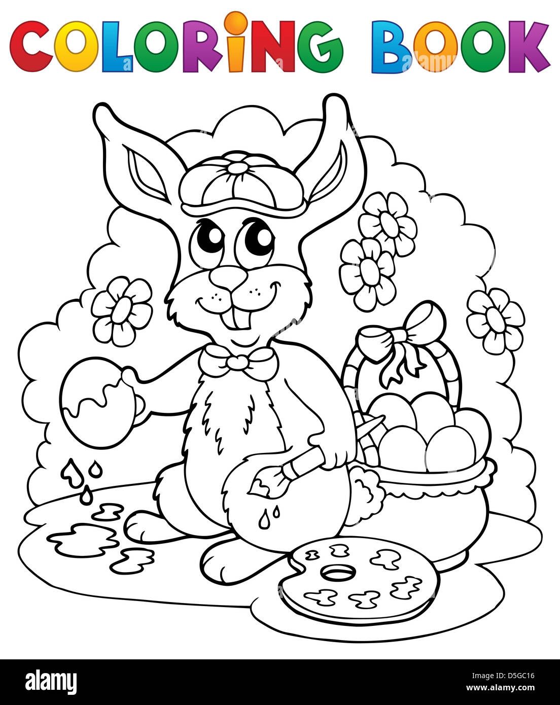 Coloring book rabbit theme 3 - picture illustration Stock Photo - Alamy