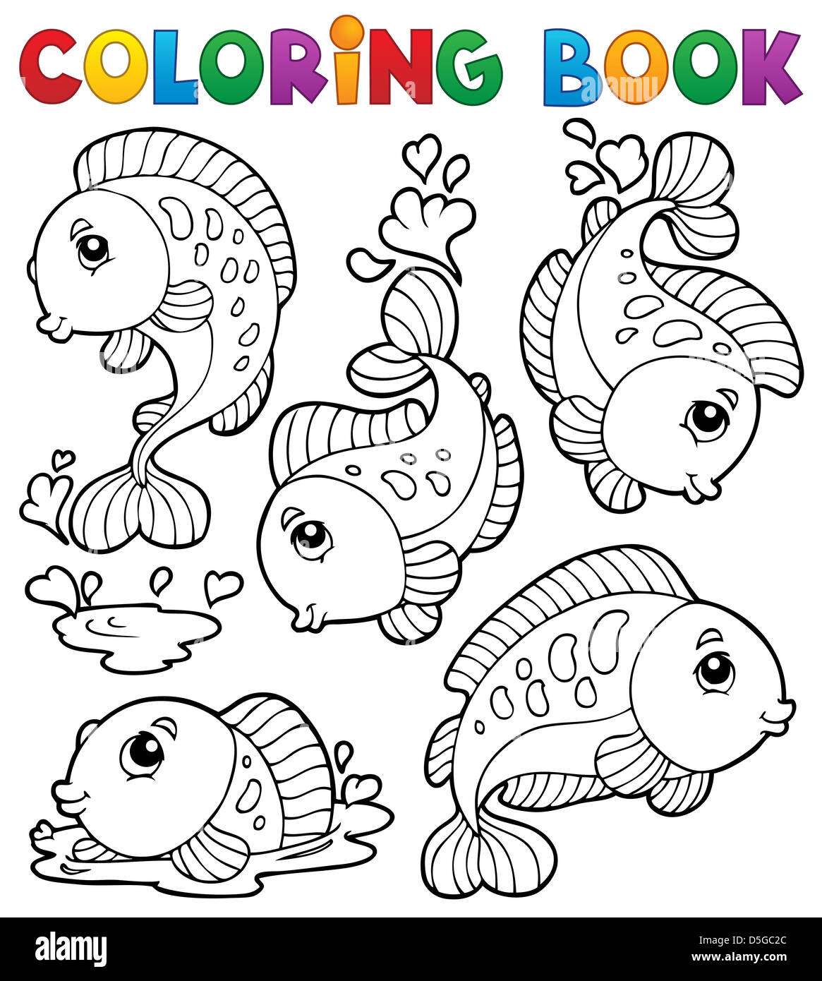 Coloring book with fish theme 1 - picture illustration Stock Photo - Alamy