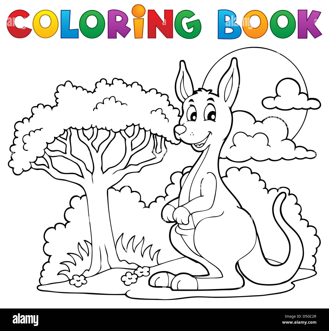 Coloring book with happy kangaroo - picture illustration Stock Photo ...