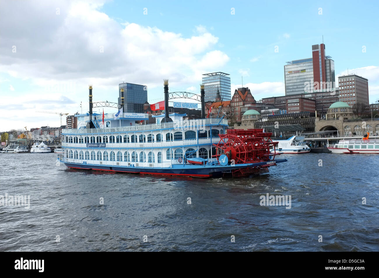Paddle steam boat on the port Stock Photo - Alamy