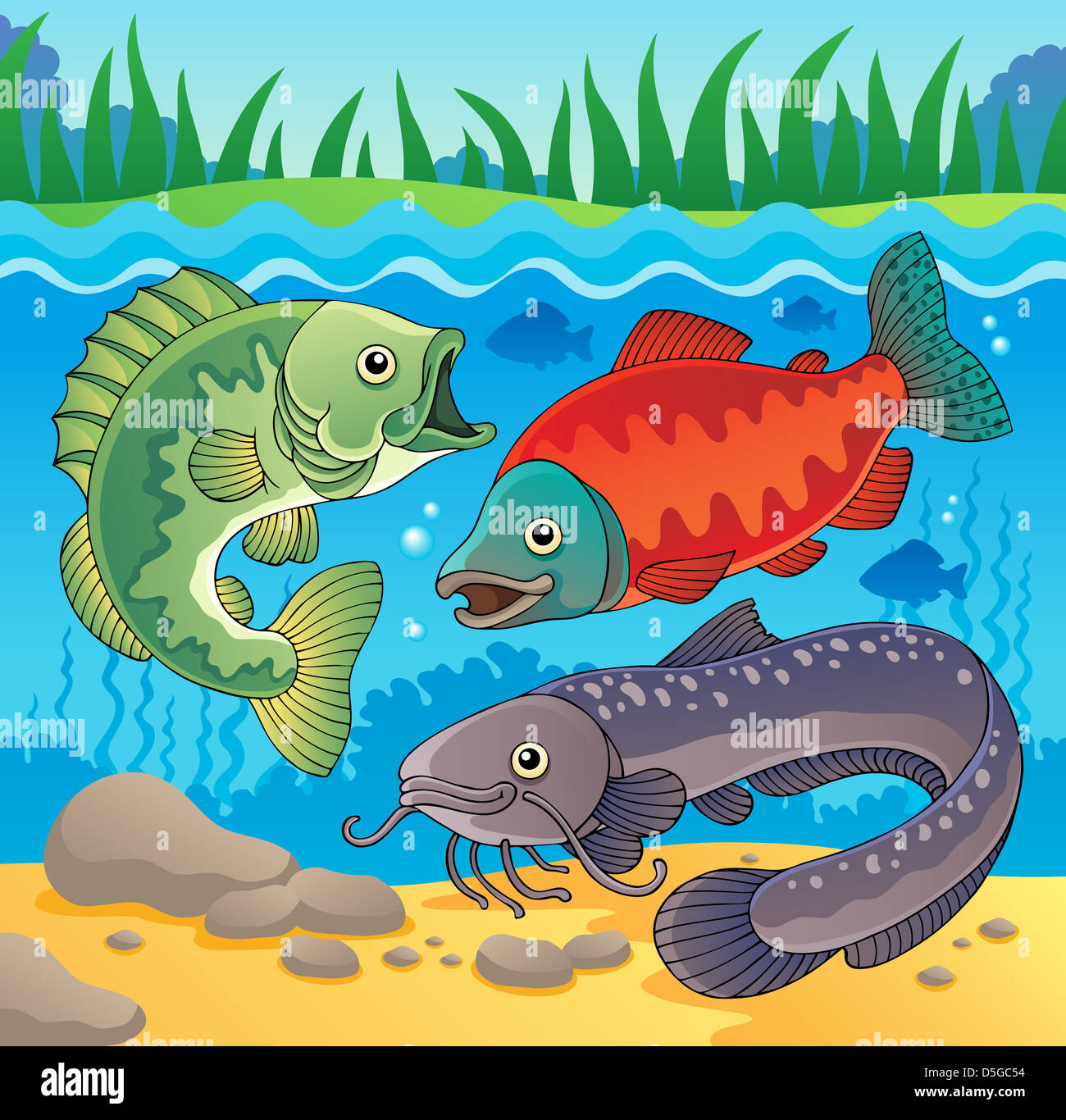 Freshwater fish theme image 3 - picture illustration Stock Photo - Alamy