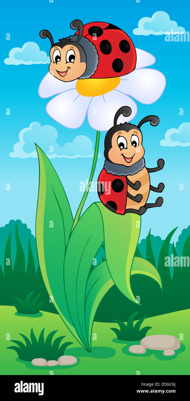 Image with ladybug theme 4 - picture illustration Stock Photo - Alamy