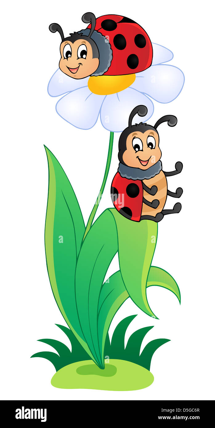 Image with ladybug theme 3 - picture illustration Stock Photo - Alamy