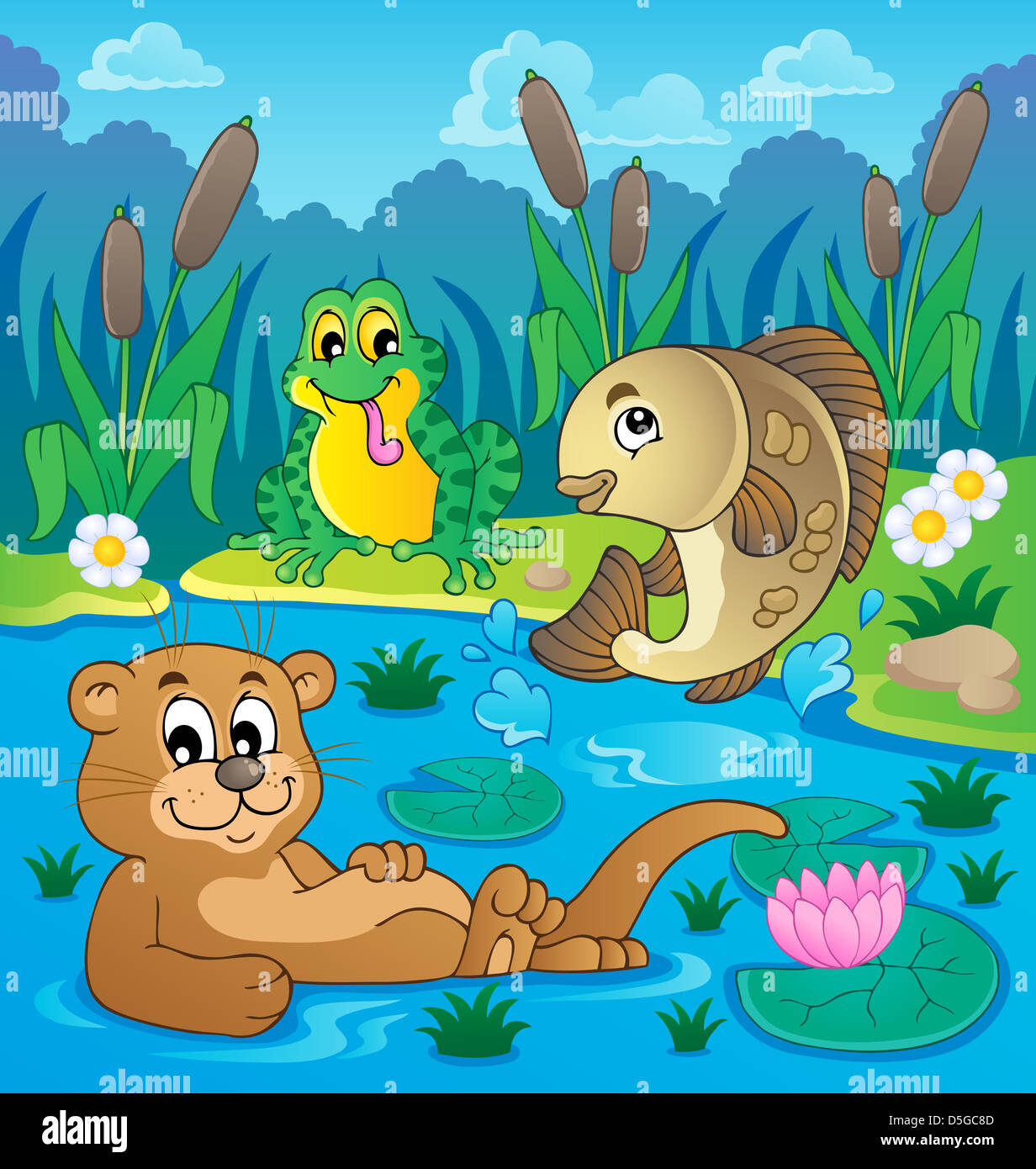 River fauna theme image 2 - picture illustration Stock Photo - Alamy