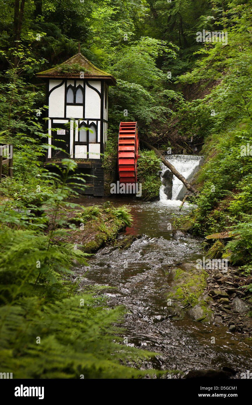 Isle of Man, Groudle Glen, decorative waterwheel beside Ballacottier ...