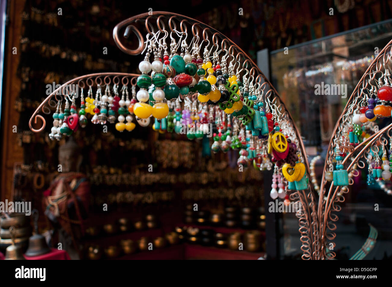 earring display, craft shop, Thamel, kathmandu Stock Photo - Alamy