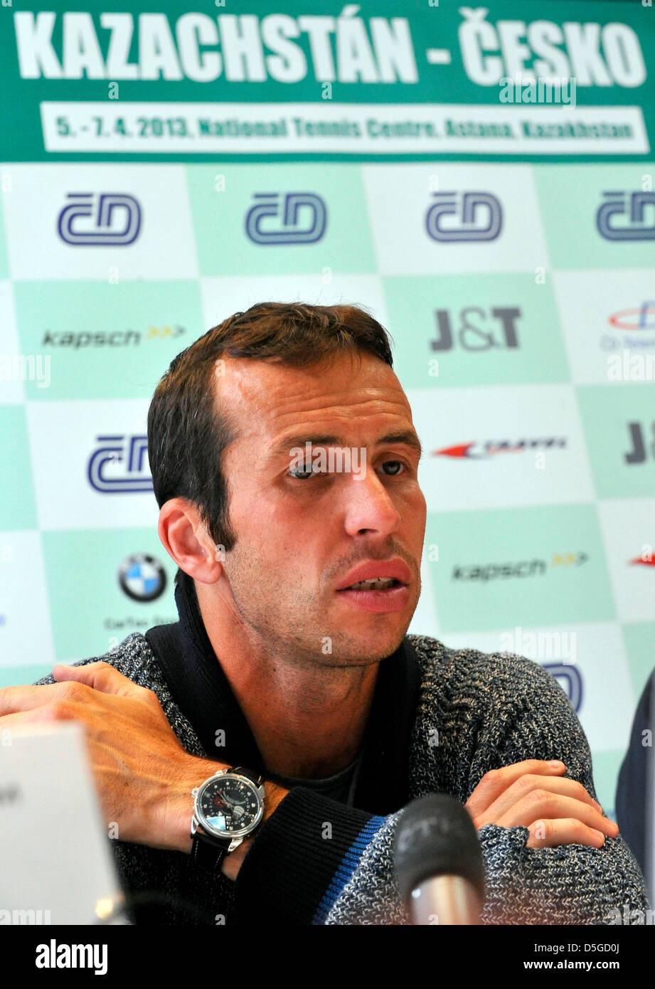Czech tennis player Radek Stepanek is seen during a press conference ...