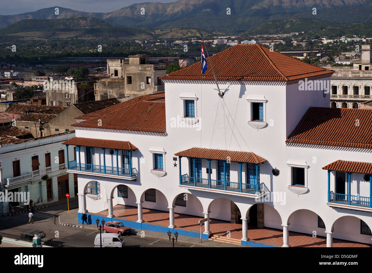 Central parque Cespedes with Ayuntamiento building, Santiago de Cuba ...
