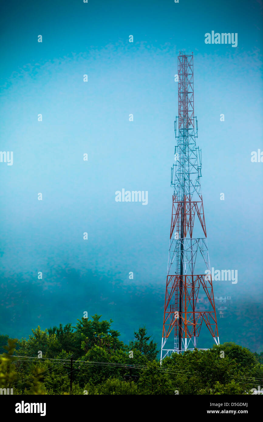 Microwave Data And Cellphone Antenna Communications Tower Stock Photo ...