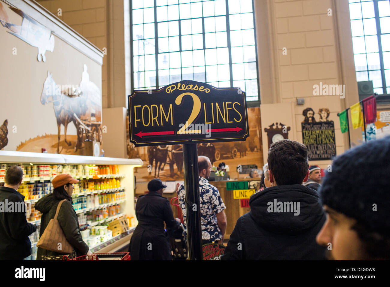 Customers wait in the check out line at Trader Joe's in Brooklyn, New ...