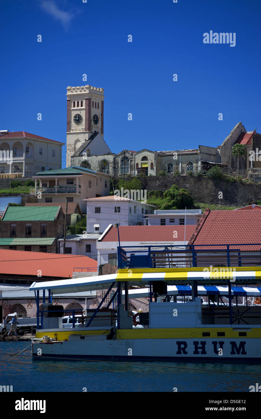 The pretty harbour of St Georges in the Caribbean Stock Photo - Alamy