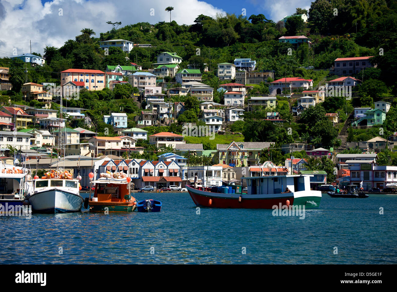 The pretty harbour of St Georges in the Caribbean Stock Photo - Alamy