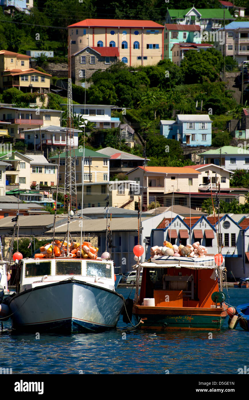 The pretty harbour of St Georges in the Caribbean Stock Photo - Alamy