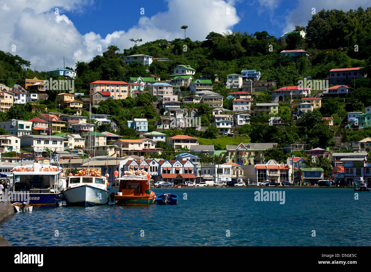 The pretty harbour of St Georges in the Caribbean Stock Photo - Alamy