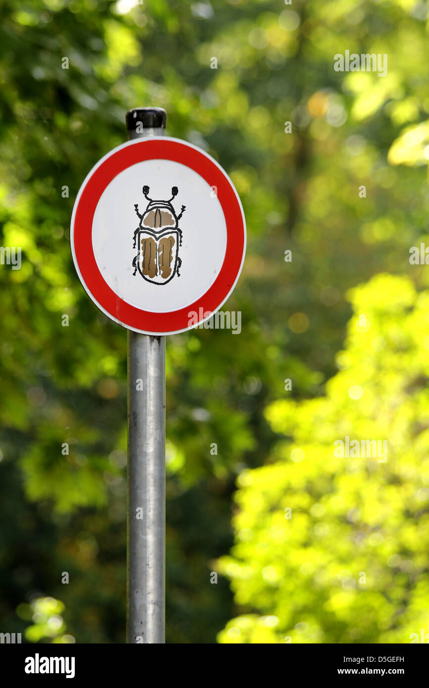 danger bark beetle sign Stock Photo - Alamy