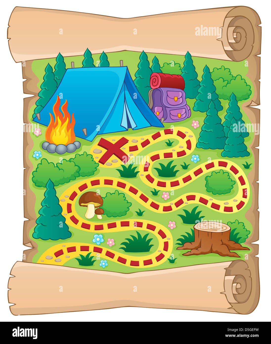 Camping theme map image 1 - picture illustration Stock Photo - Alamy