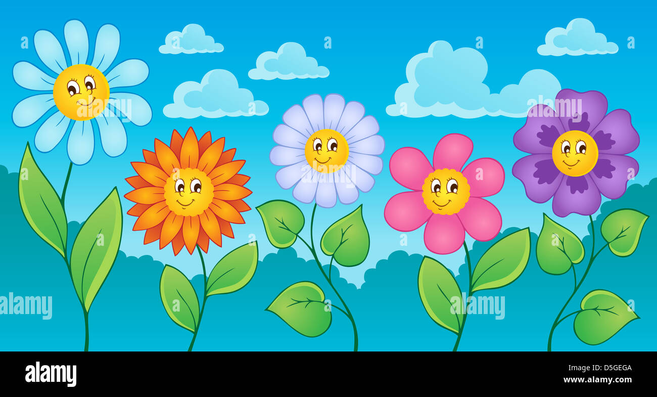 Cartoon flowers theme 1 - picture illustration Stock Photo - Alamy