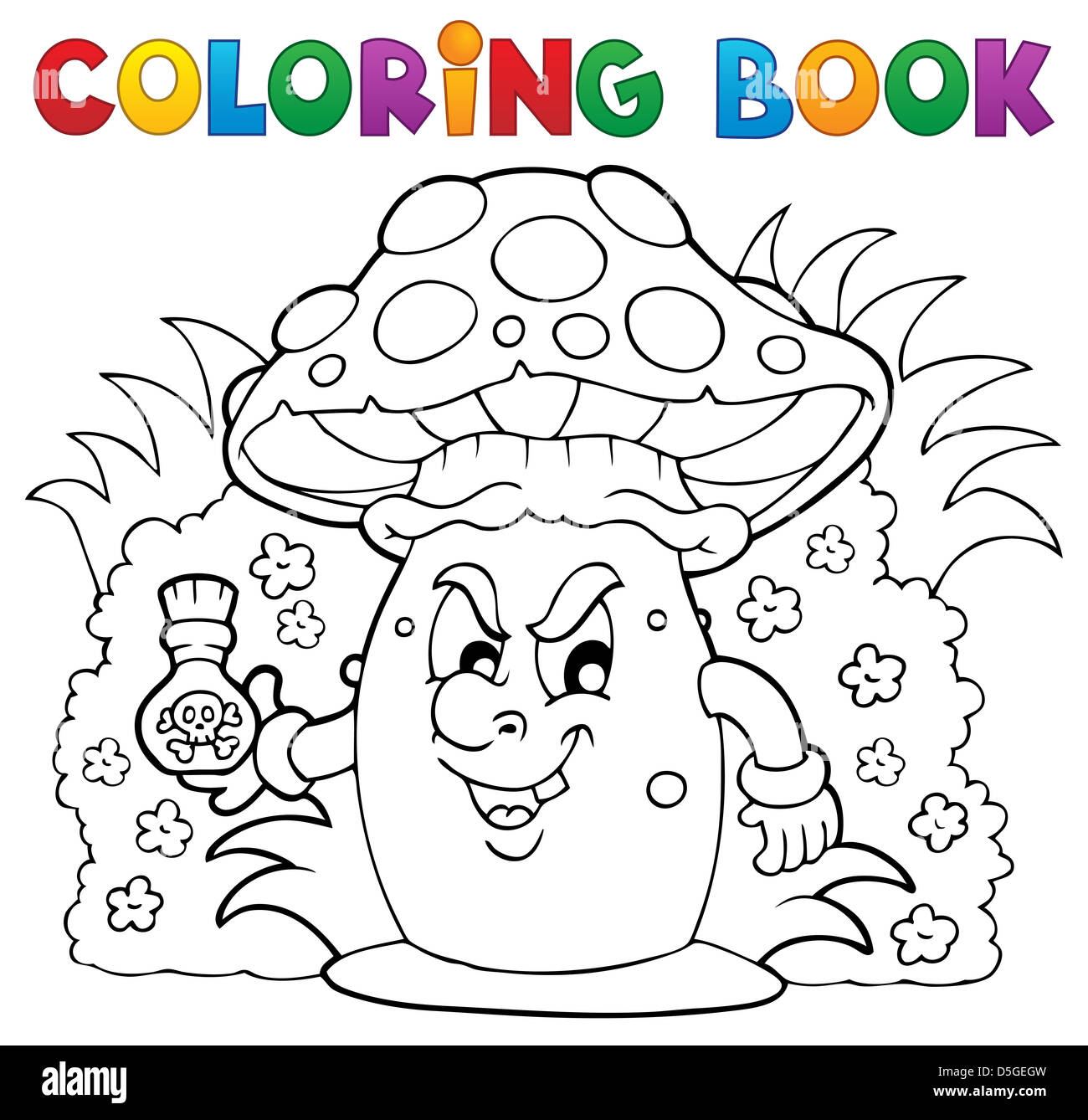 Coloring book mushroom theme 3 - picture illustration Stock Photo - Alamy