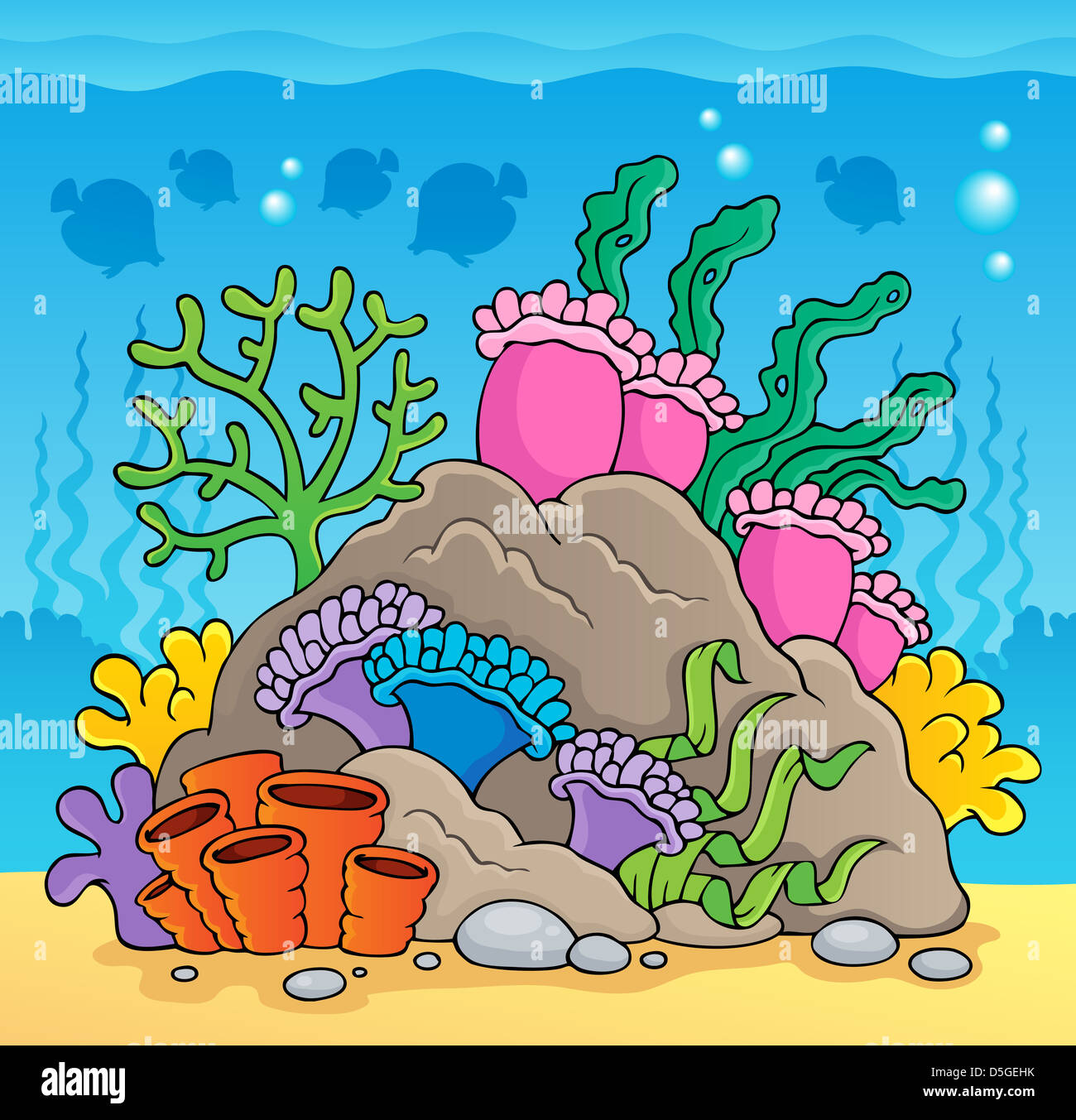 Coral reef theme image 2 - picture illustration Stock Photo - Alamy