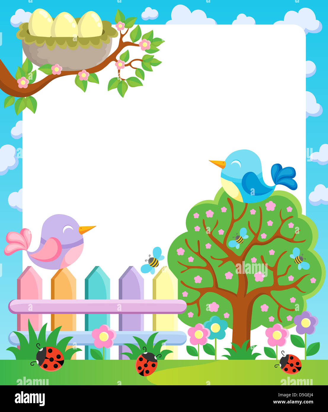 Frame with spring theme 1 - picture illustration Stock Photo - Alamy