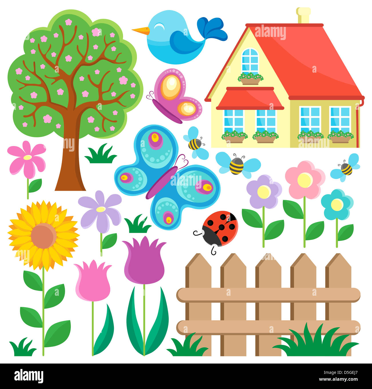 Garden theme collection 1 - picture illustration Stock Photo - Alamy
