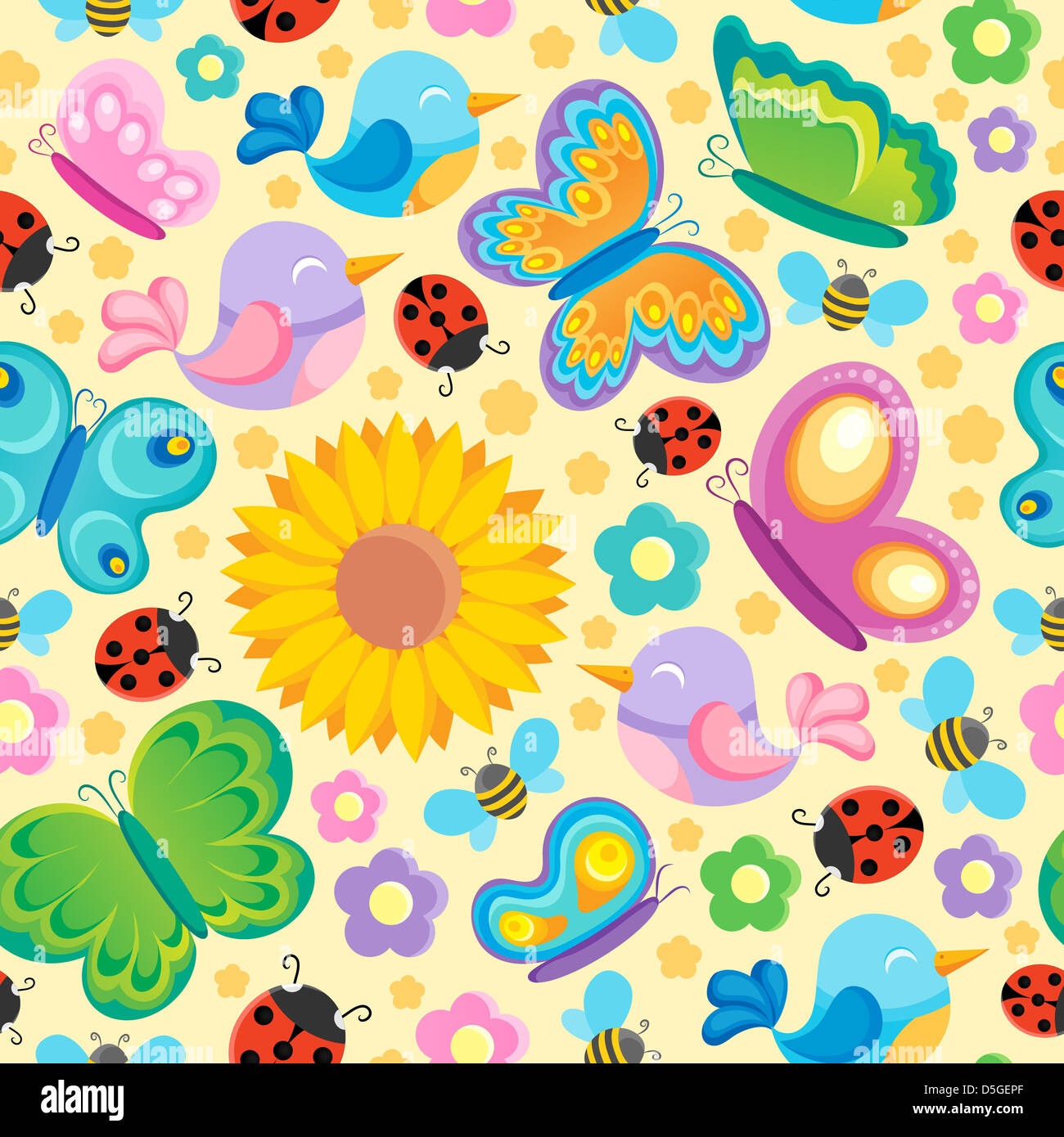 Spring theme seamless background 1 - picture illustration Stock Photo ...