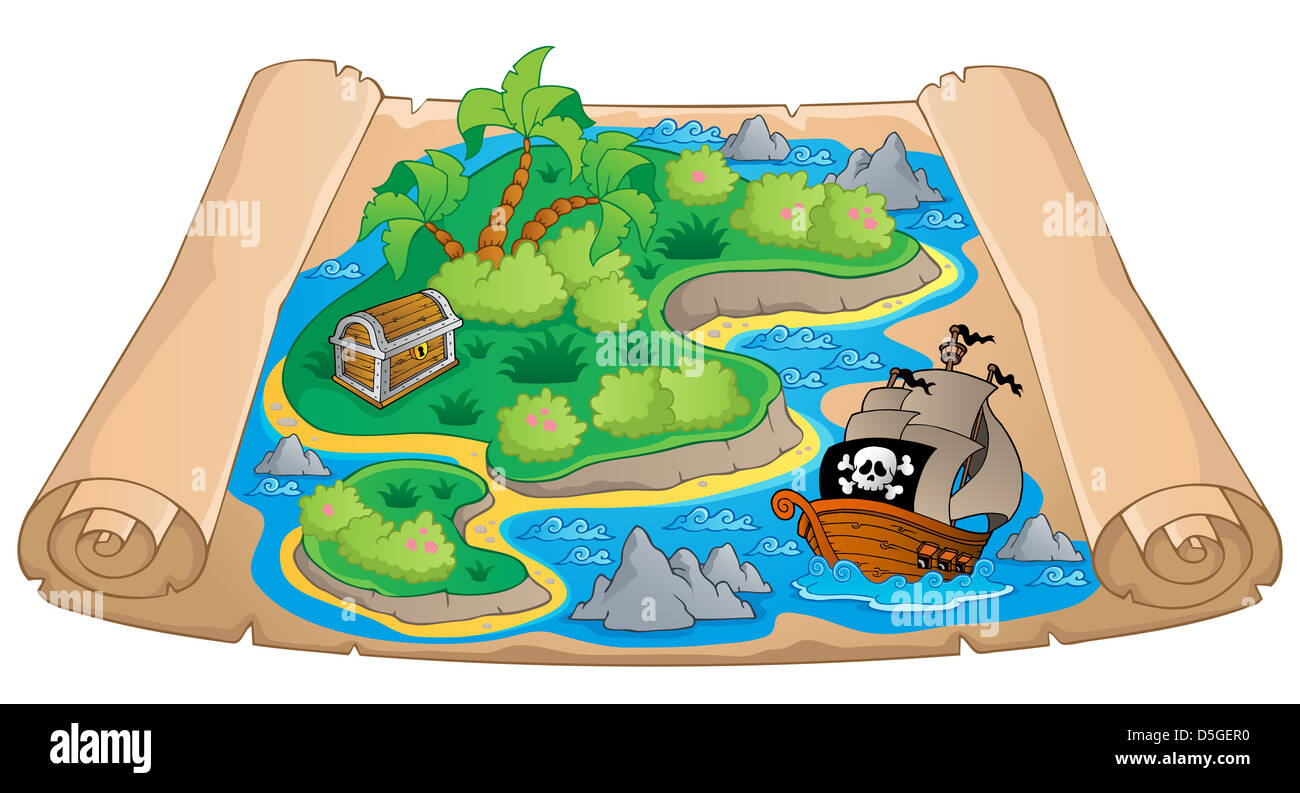 Treasure map theme image 4 - picture illustration Stock Photo - Alamy