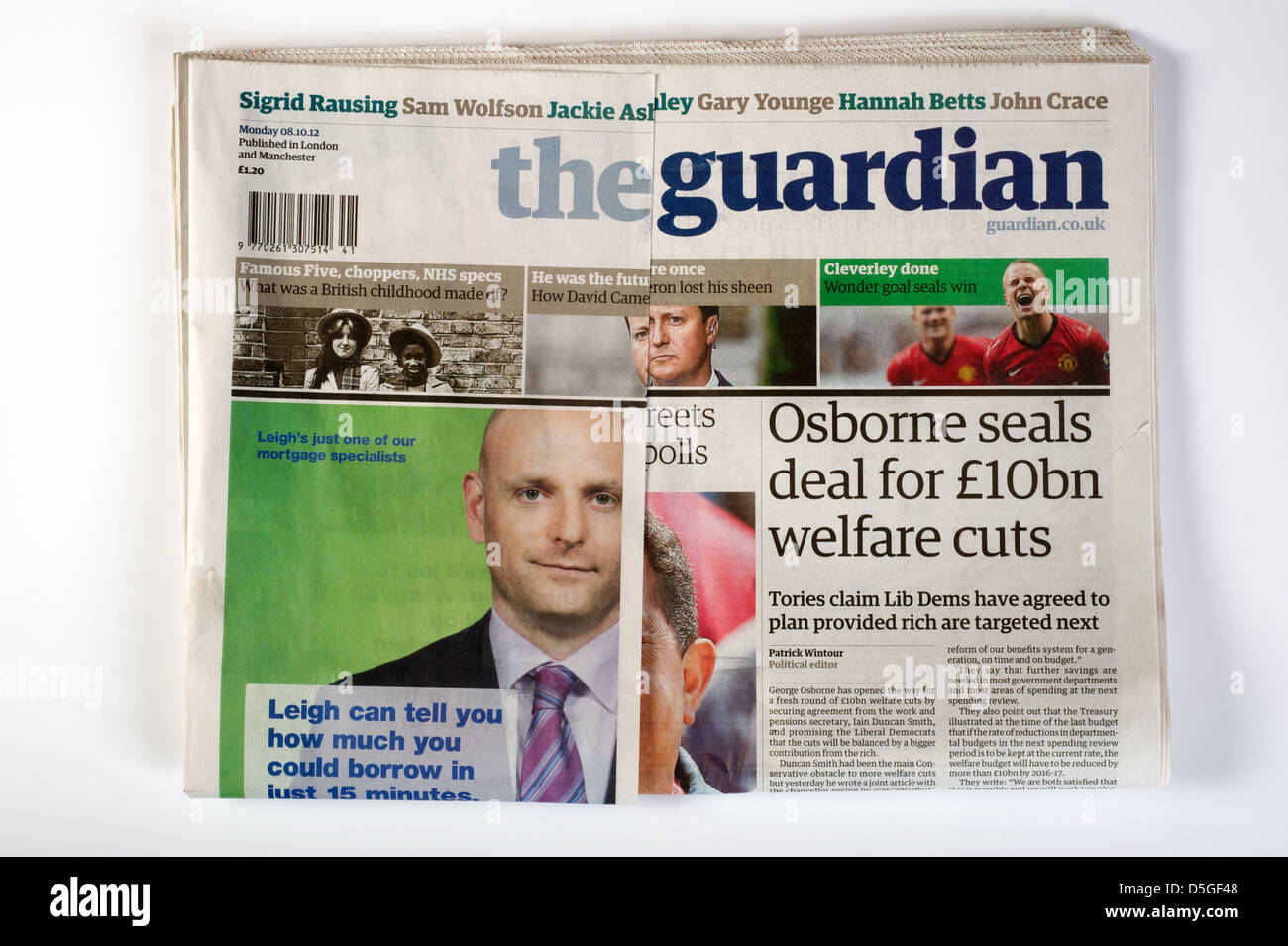 The Guardian 08.10.2012 with Halifax bank wrap around advert Stock ...
