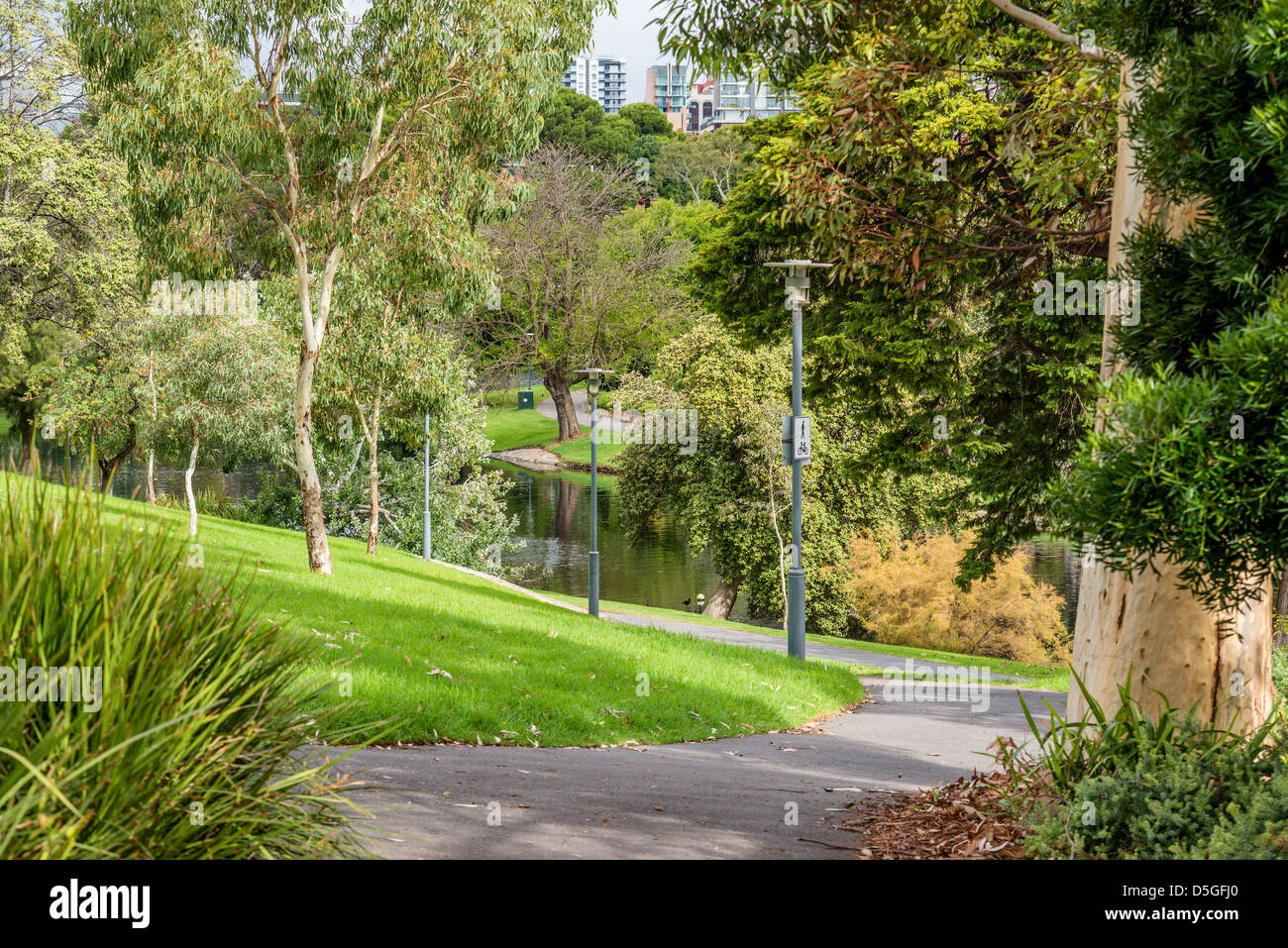 The peaceful parklands surrounding downtown Adelaide, the capital of ...