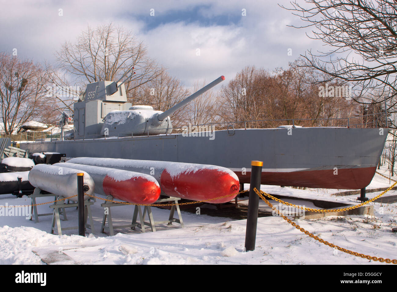Old Soviet military boat during the Second World War is in the Museum ...