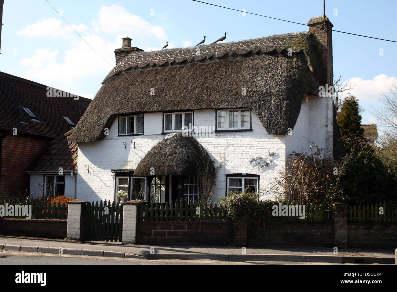 Thatched Whitewashed Cottage Brockenhurst New Forest Hampshire UK Stock ...