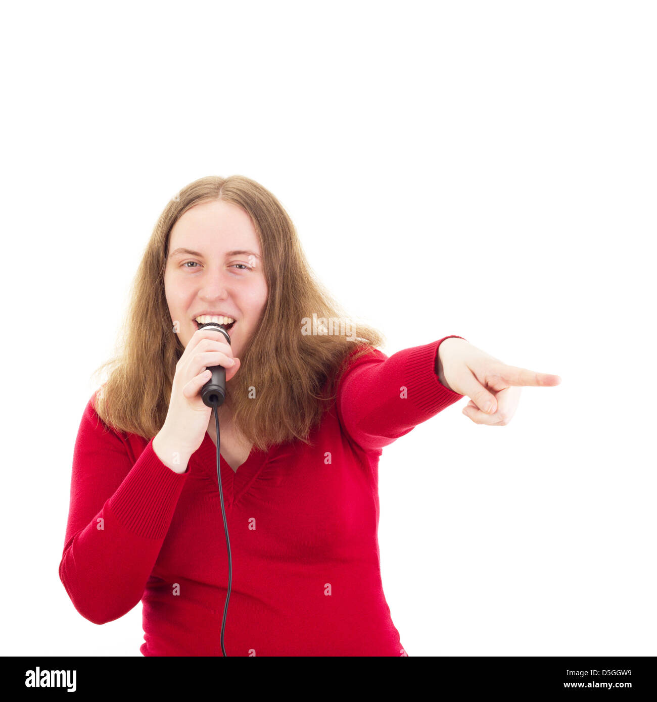 Beautiful woman singing and dancing Stock Photo - Alamy