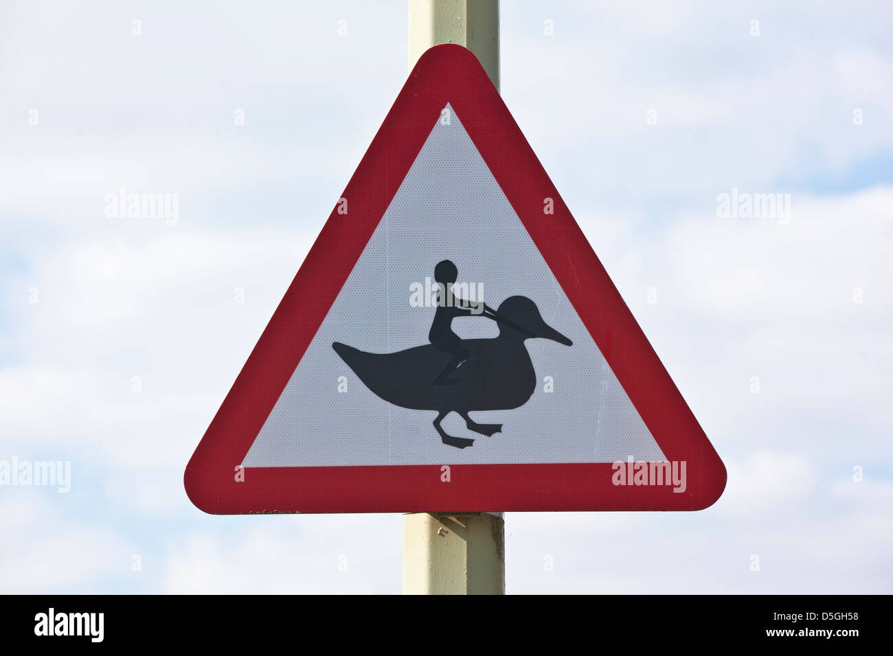 Modified 'Ducks' warning road sign Stock Photo - Alamy