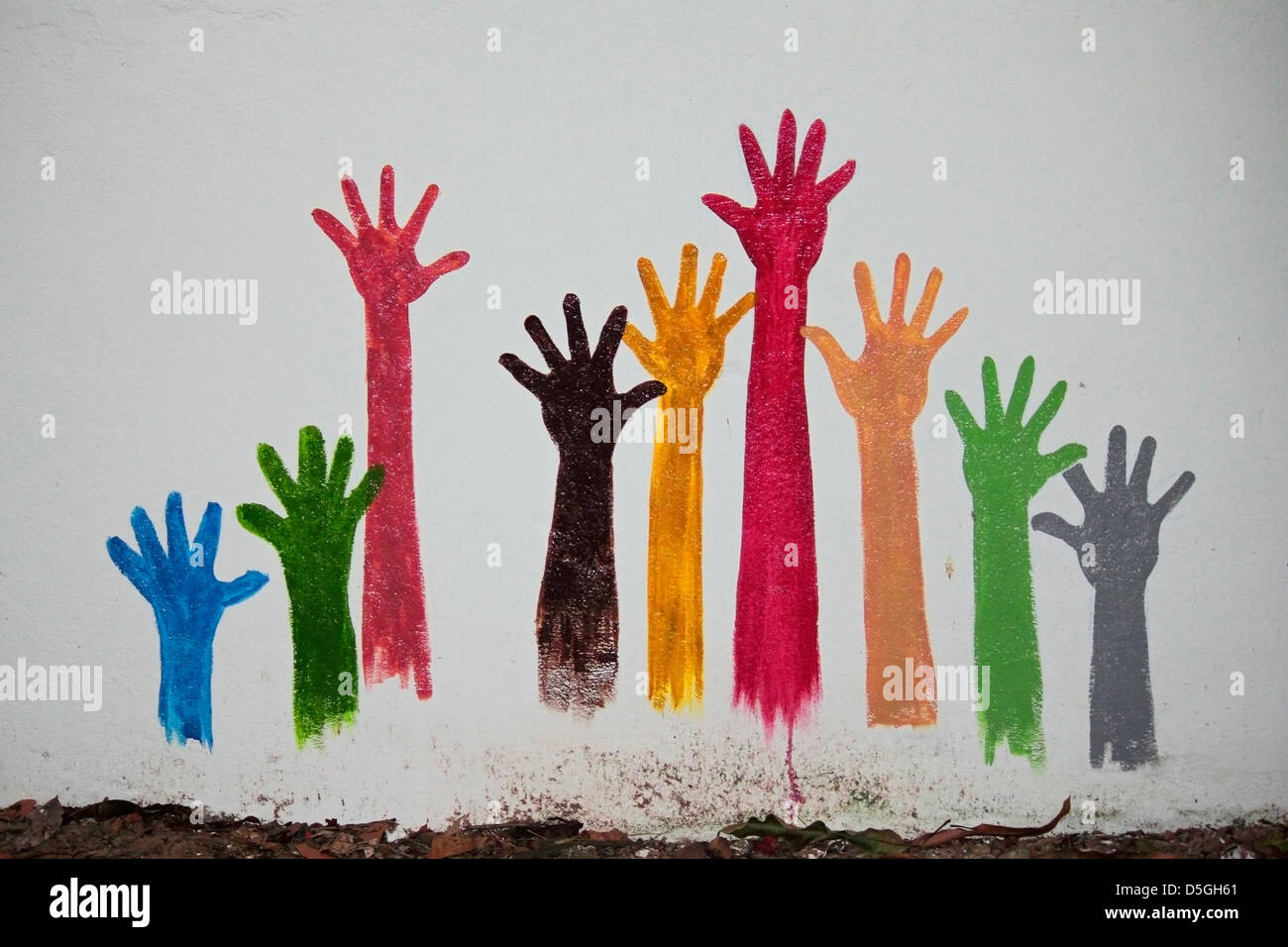 illustration of colourful hands Stock Photo - Alamy