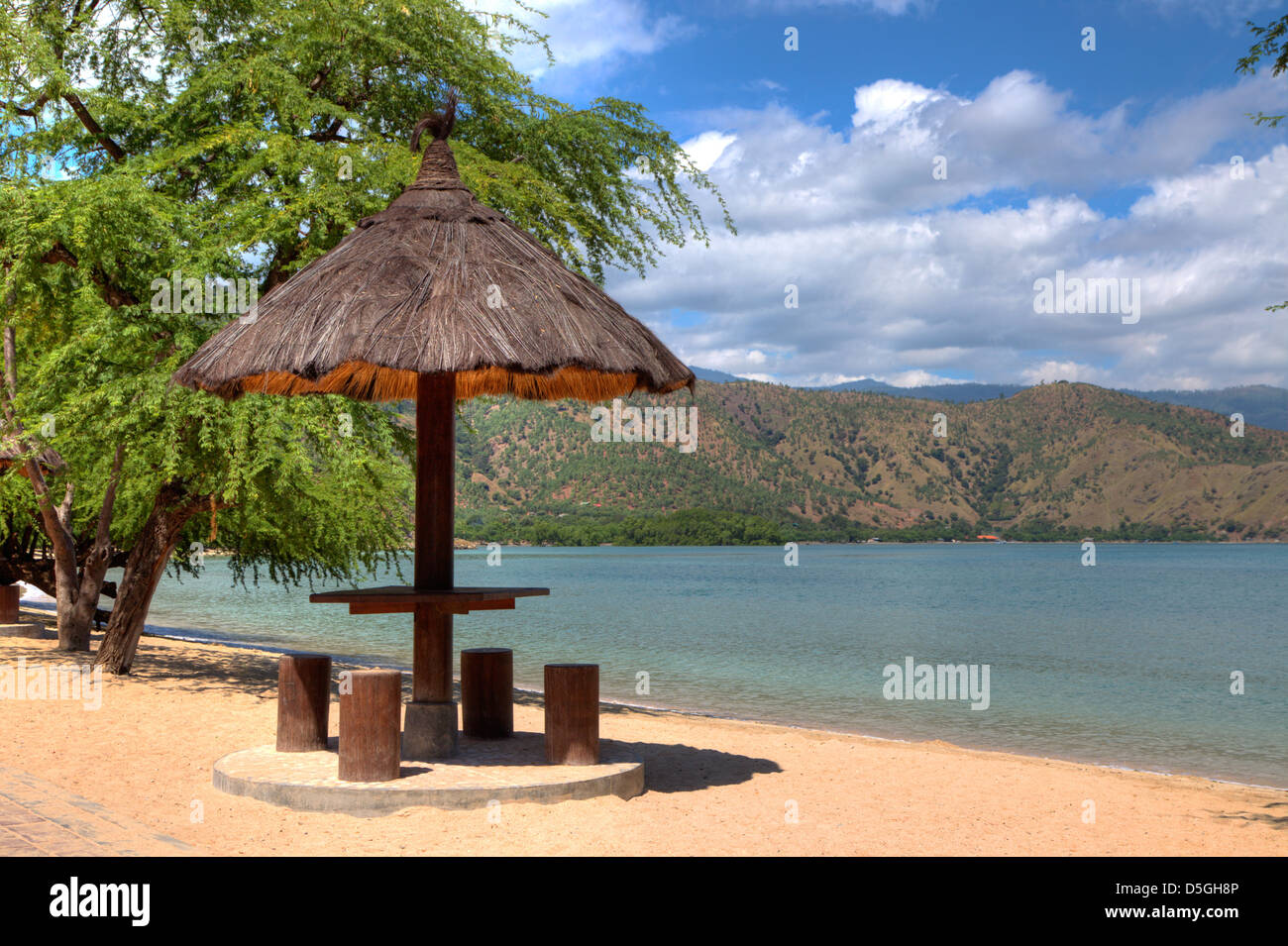 Natural leaf covered hut on a beach in Timor Leste in HDR Stock Photo ...