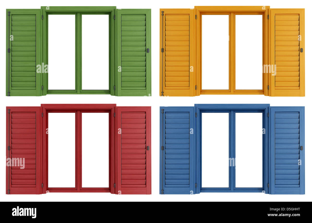 Set of colorful windows isolated on white - rendering Stock Photo - Alamy