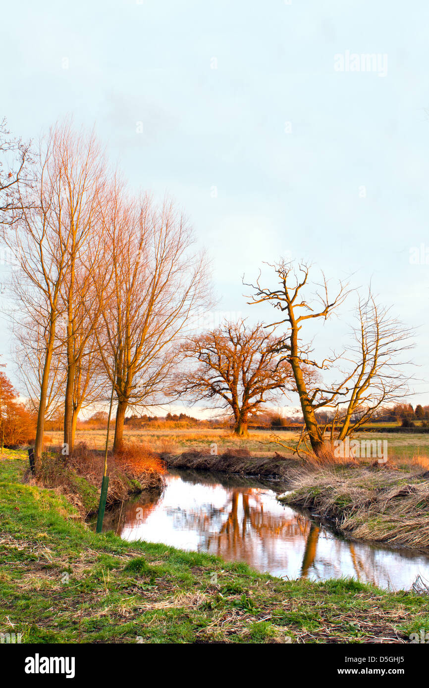 Stisted, Essex, UK. View of the river Blackwater at sunset within the ...