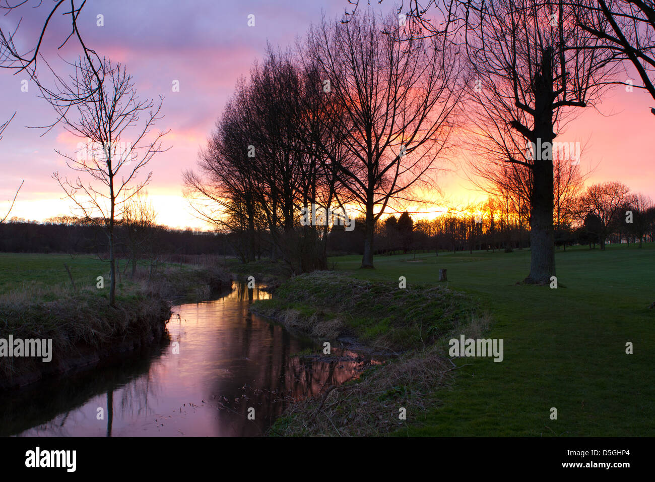 Stisted, Essex, UK. View of the river Blackwater at sunset within the ...