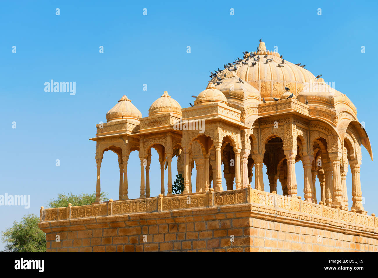 Chhatris on ruins of the royal cenotaphs of ancient Maharajas rulers in ...