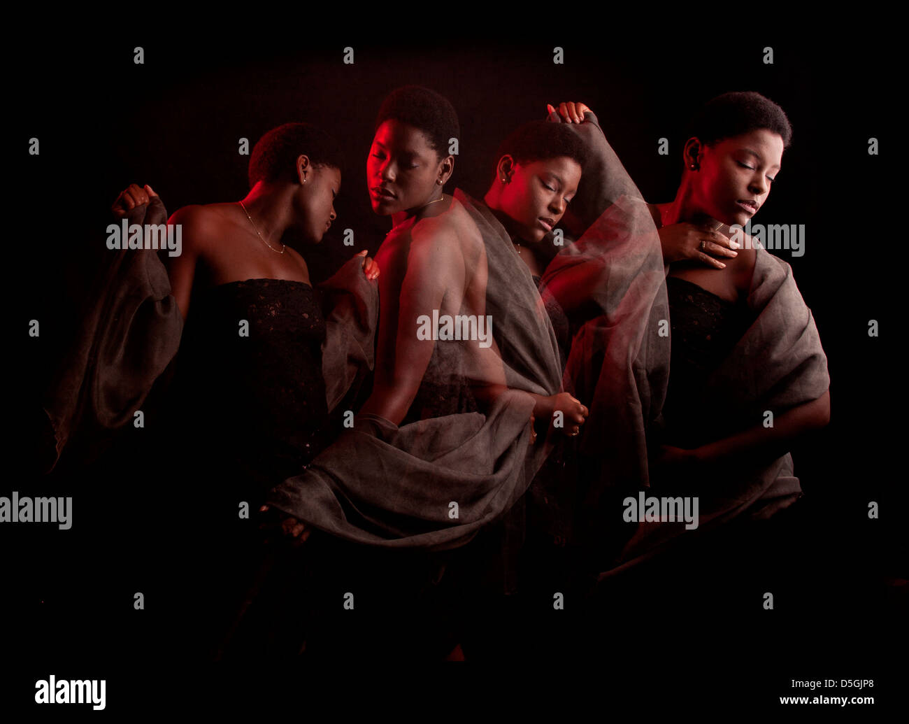 African American woman dancing multiple exposure Stock Photo - Alamy