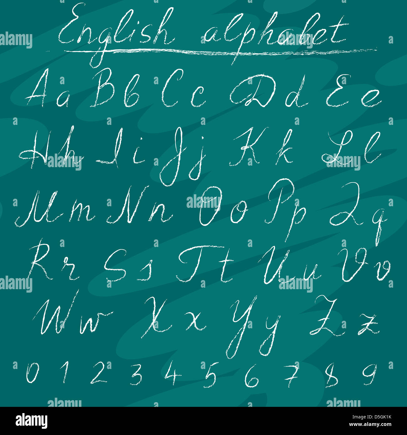 Chalk letters of English alphabet on school board Stock Photo - Alamy