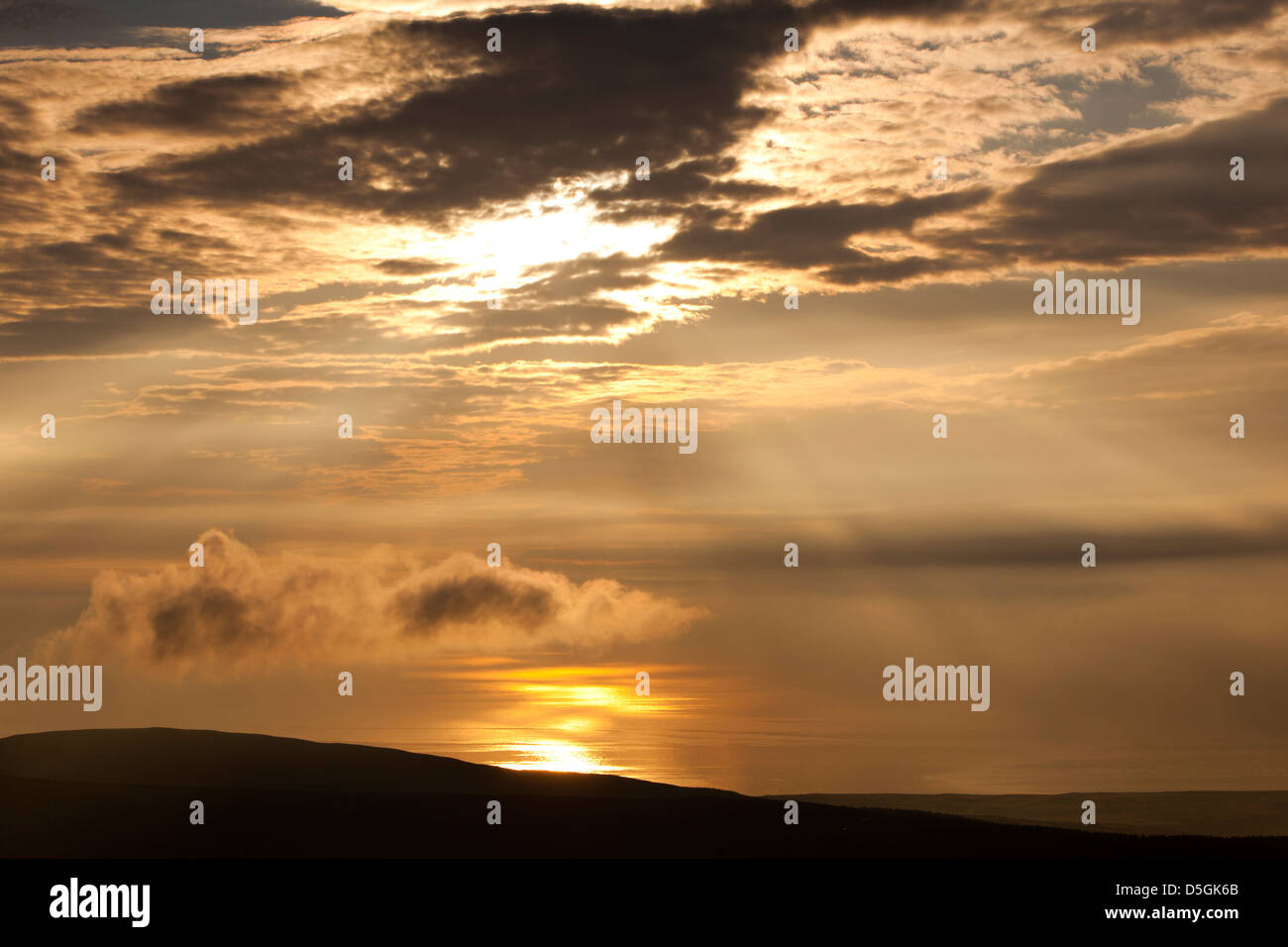 Isle of Man, Snaefell, view west from summit at sunset Stock Photo - Alamy