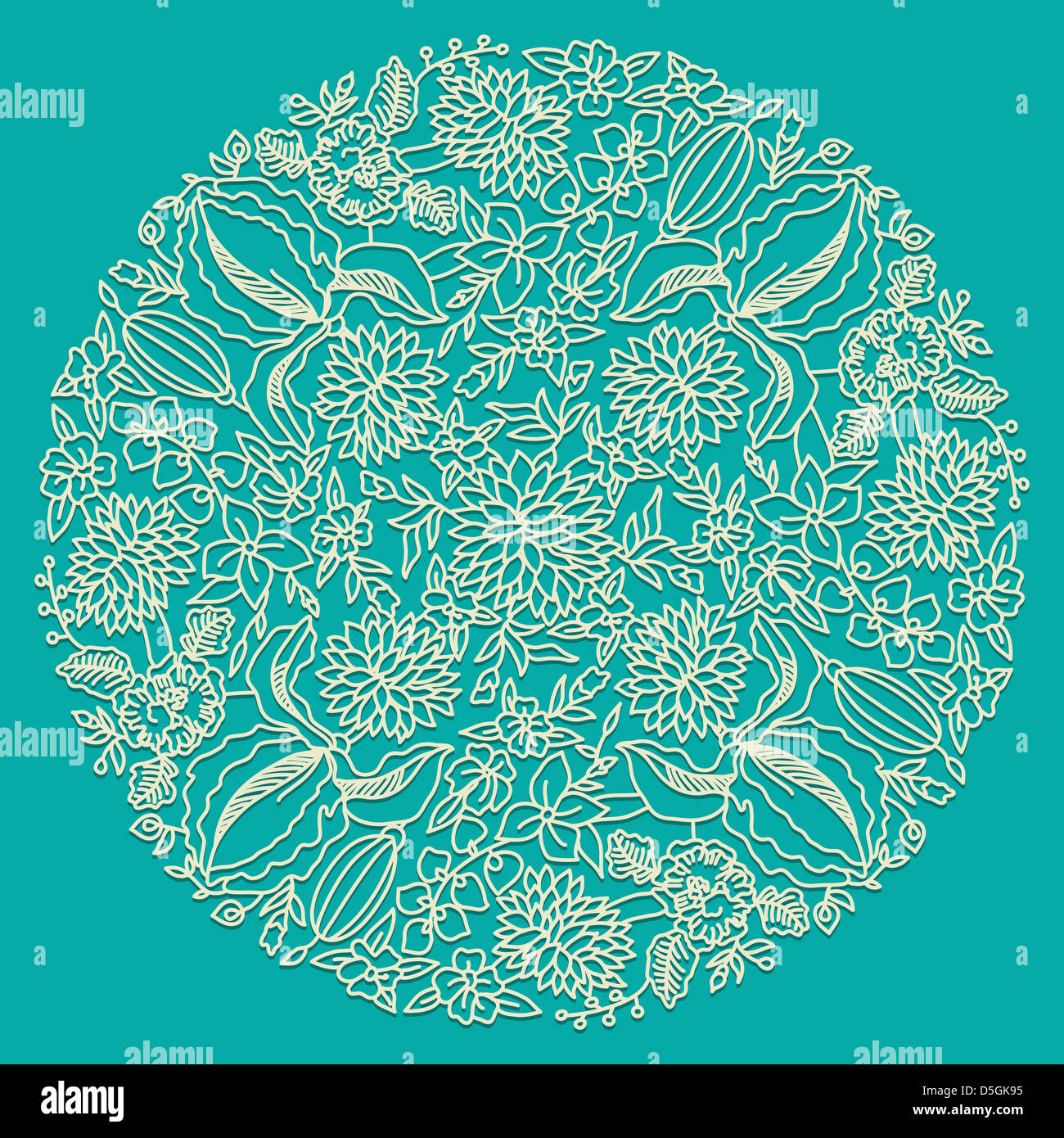 Circle floral ornament, ornamental round lace Stock Photo - Alamy