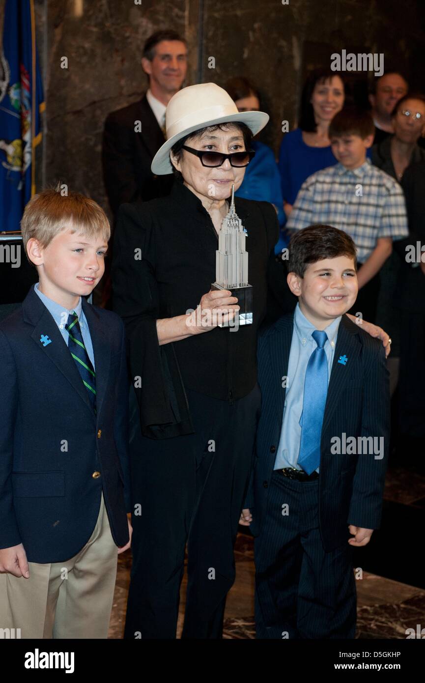 New York, USA. 2nd April 2013. YOKO ONO, global autism ambassador, and ...