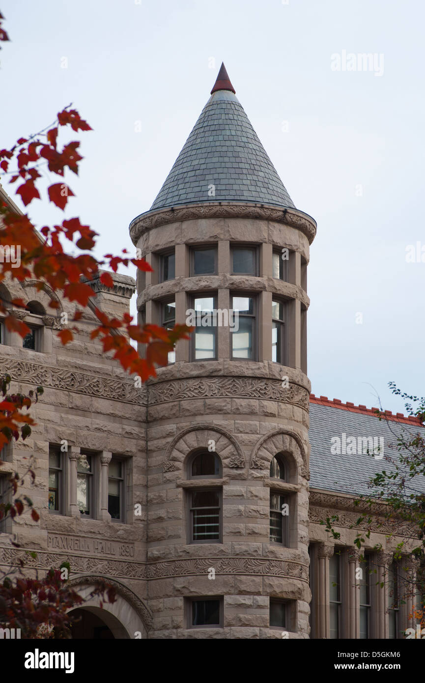 The imposing structure of the Tower of Maxwell Hall on the campus of ...